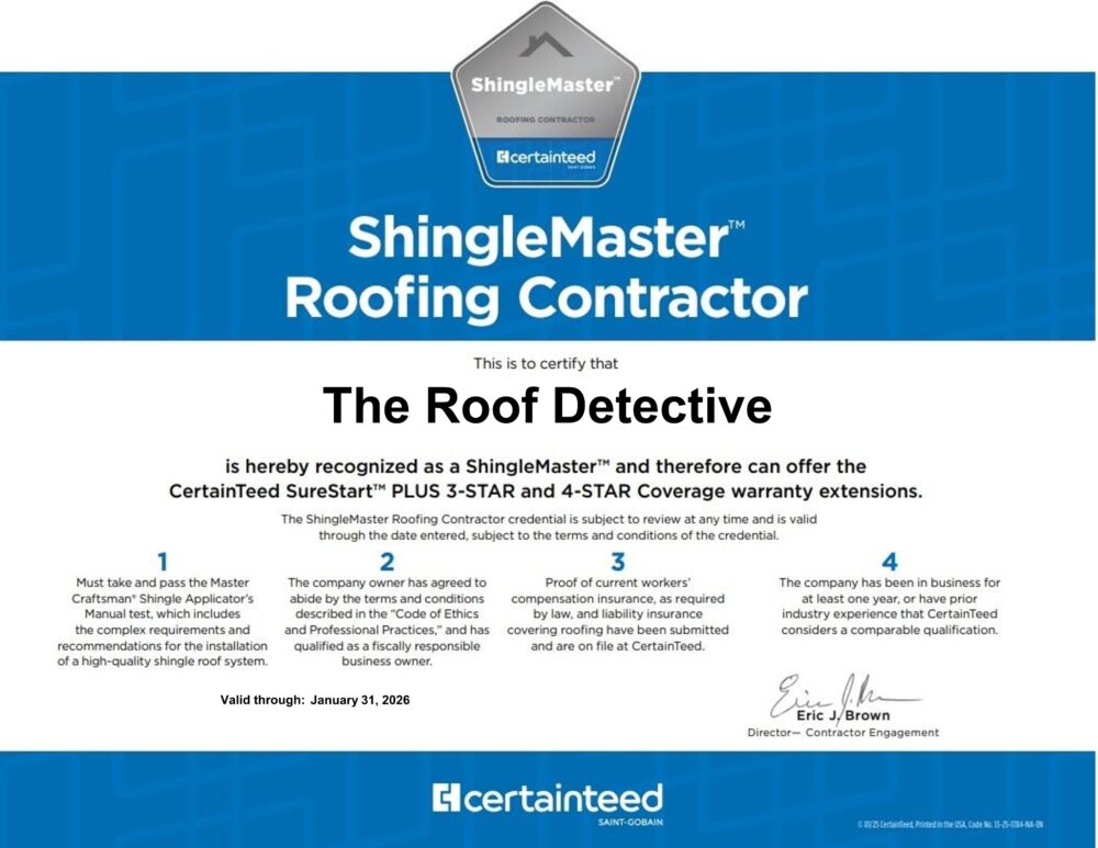 Roofing Certifications | The Roof Detective
